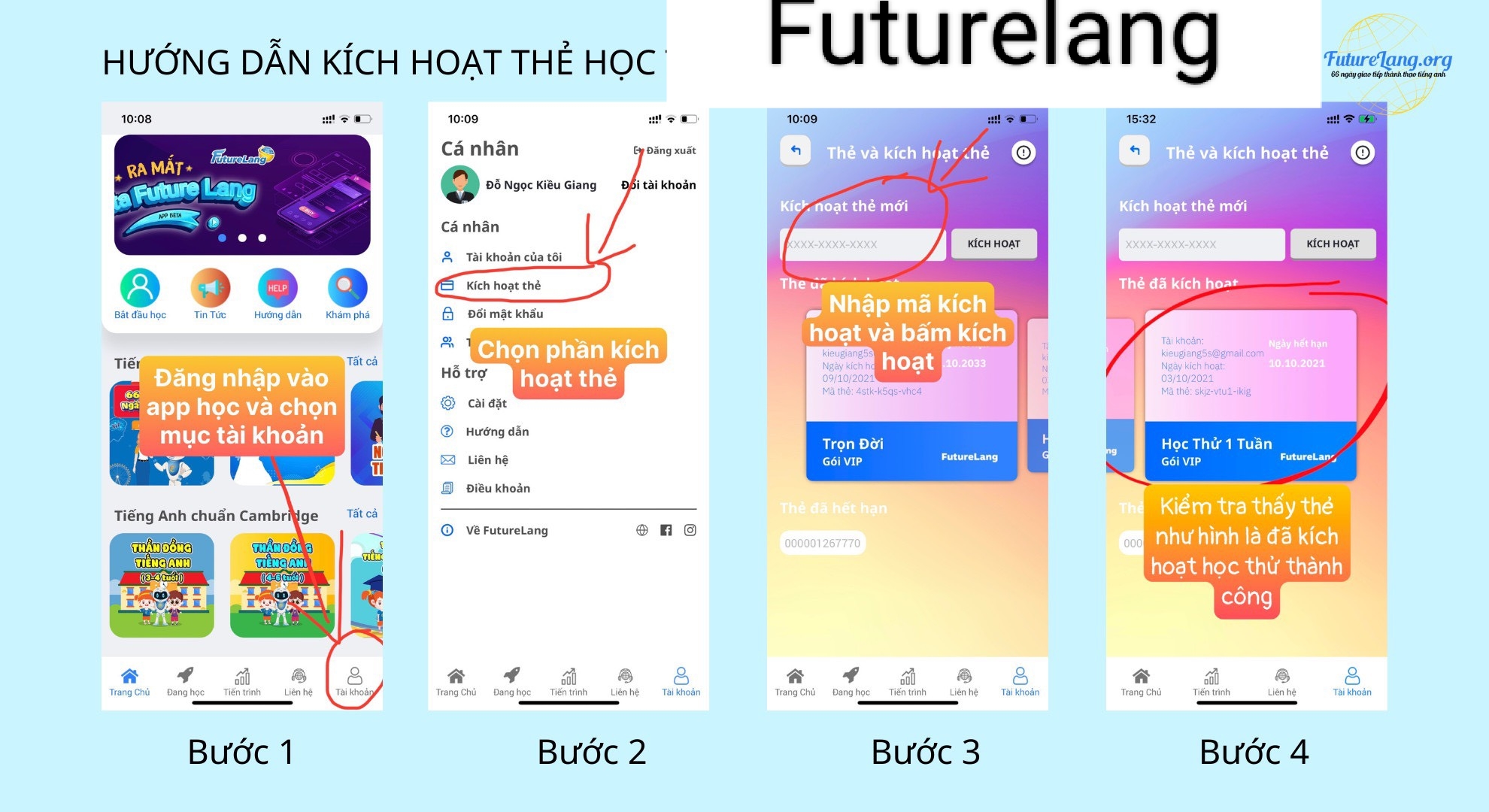 Cách lấy mã học thử và kích hoạt Futurelang miễn phí | FutureLang